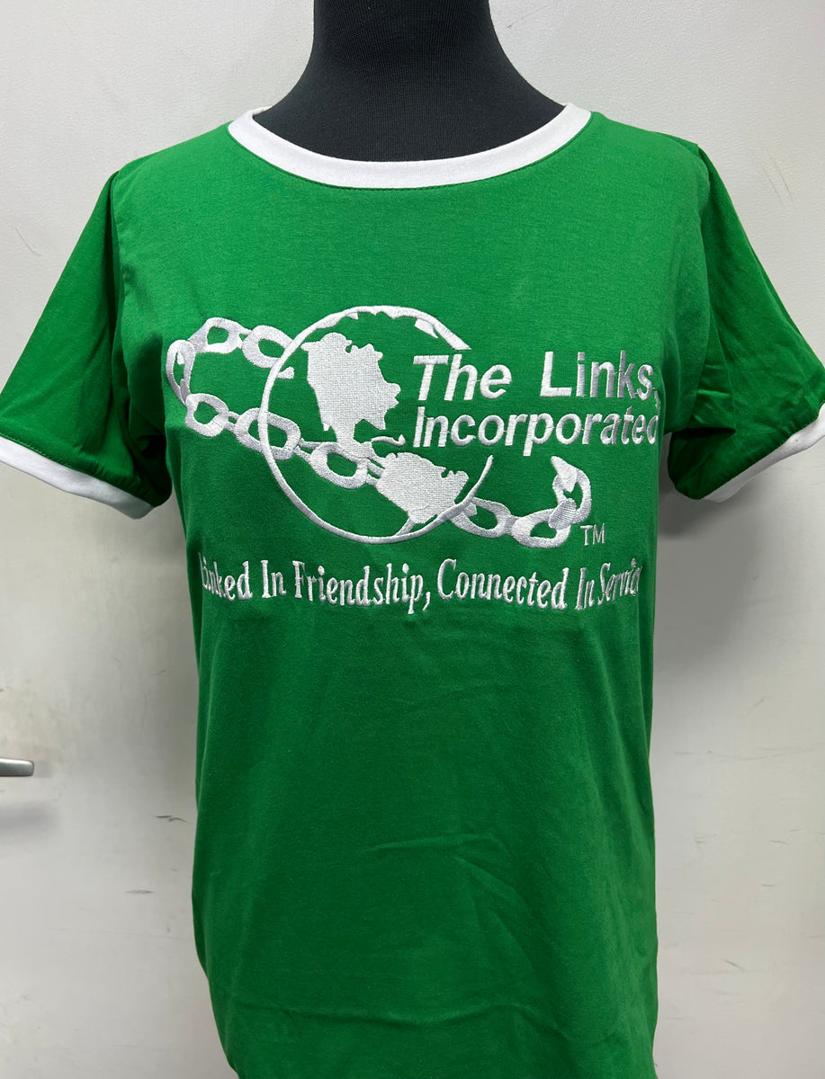 LINKS Embroidered Ringer Tee – Greek Apparel and More